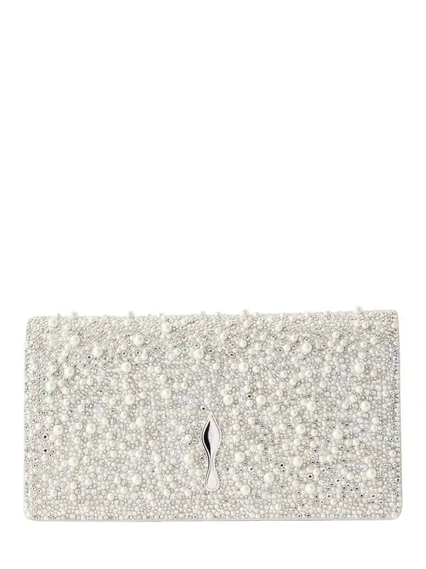 CHRISTIAN LOUBOUTIN Bettina Embellished Metallic Leather Clutch - Silver