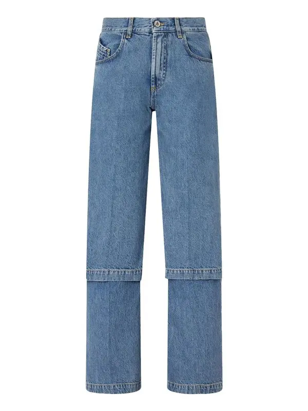 Attico Paneled High-rise Wide-leg Jeans - Blue