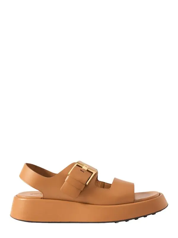 TOD'S Leather Platform Sandals - Brown