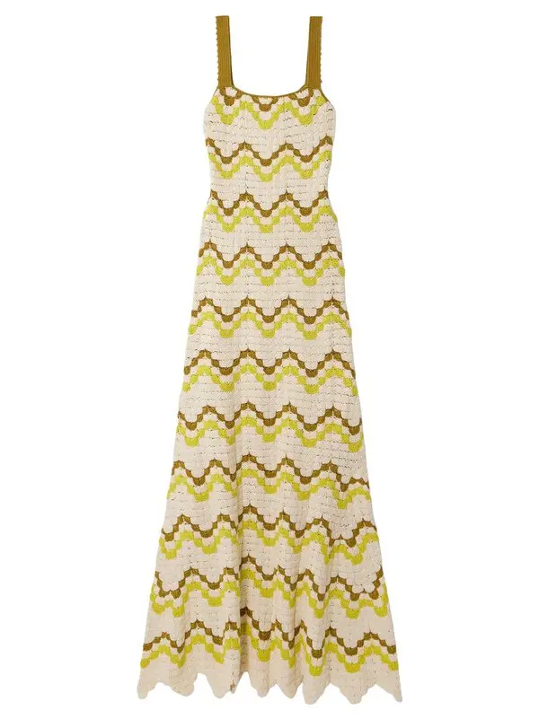Escvdo Marea Scalloped Crocheted Maxi Dress - Neutrals