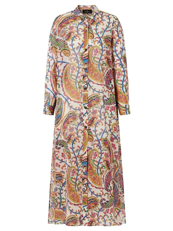 Etro Belted Paisley-print Cotton-voile Midi Shirt Dress - Multi