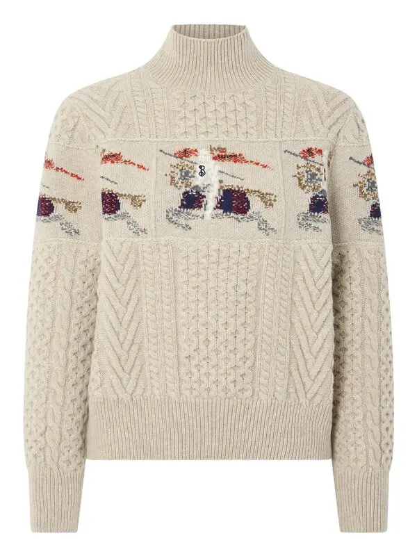 Burberry Cable-knit Jacquard Wool And Cashmere-blend Turtleneck Sweater - Neutrals