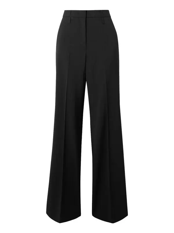 Sportmax Grain De Poudre Wool Wide-leg Trousers - Black