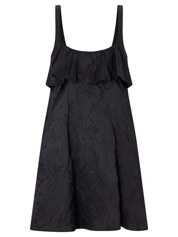 Chloé Ruffled Cutout Crinkled-satin Mini Dress - Black
