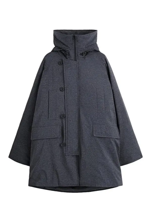 Cos Technical Hooded Down Parka - Dark Grey