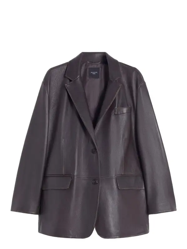 Max Mara Dyed Leather Blazer - Brown