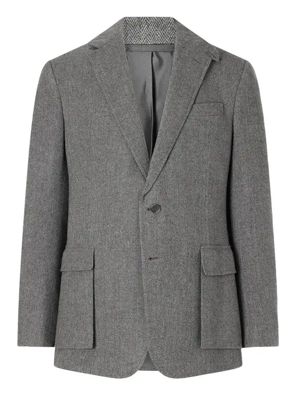 Ralph Lauren Purple Label Herringbone Wool Jacket - Gray