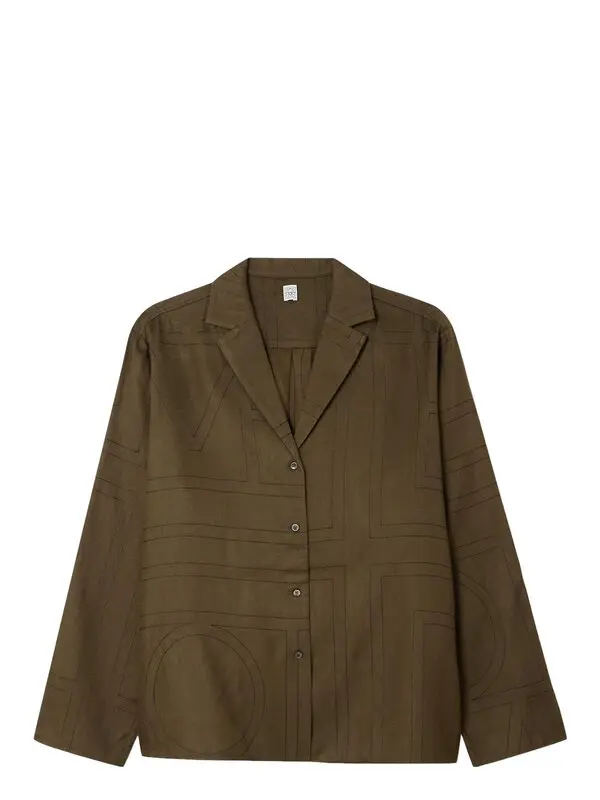 TOTEME Embroidered Modal-twill Shirt - Brown