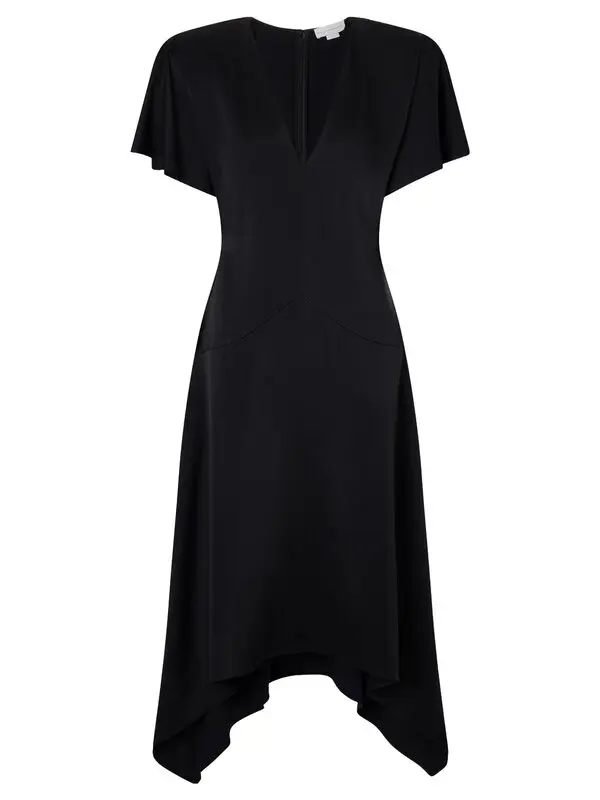 Stella McCartney Paneled Hammered-satin Midi Dress - Black
