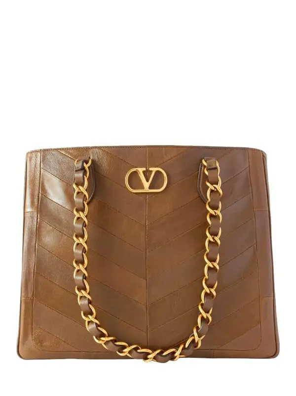 Valentino Garavani Jean Chain-detailed Paneled Leather Tote - Metallic
