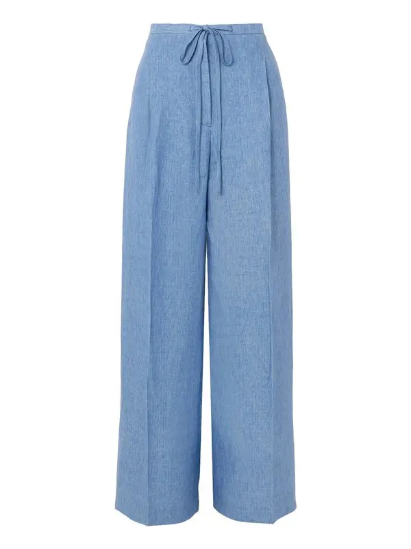 RÓHE Linen Wide-leg Trousers - Blue