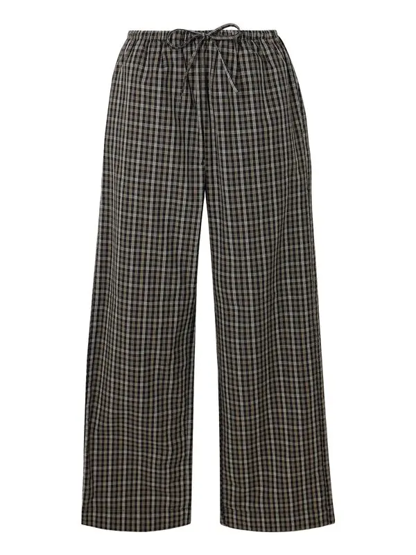 RÓHE Checked Cotton-poplin Wide-leg Pants - Black