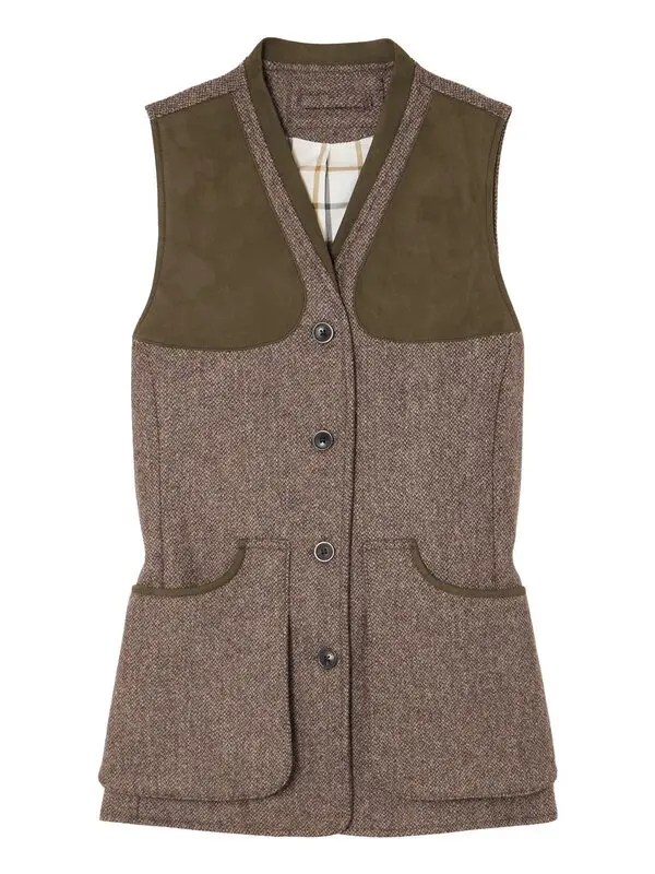 Purdey Checked Wool-tweed Vest - Brown