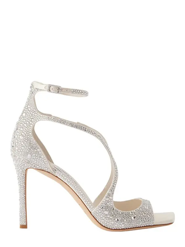 JIMMY CHOO Azia 95 Crystal-embellished Satin Sandals - Silver