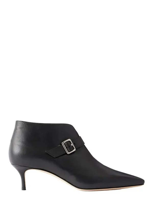 Manolo Blahnik Mendiola 50 Buckled Leather Ankle Boots - Black