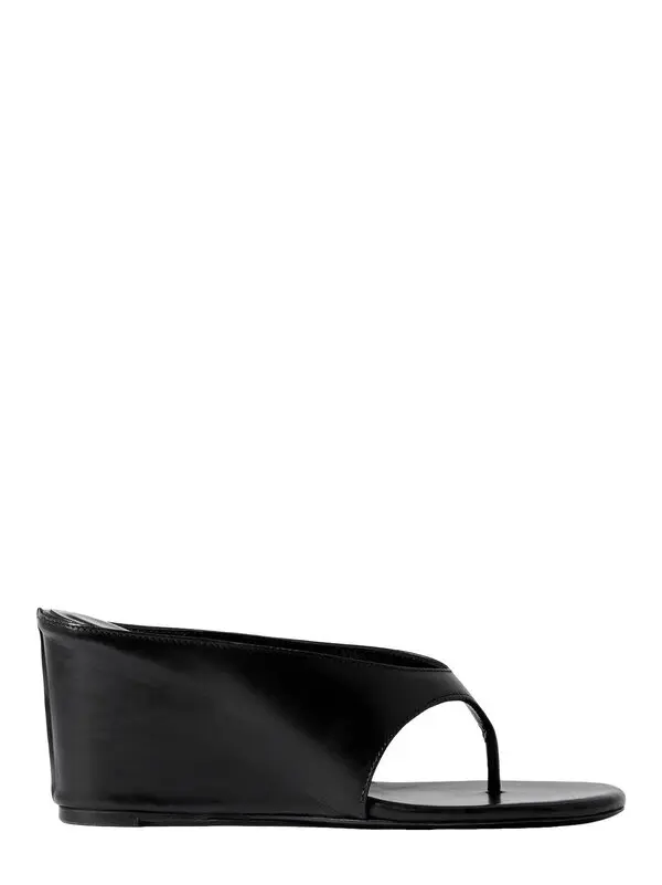 JUDE Yaga Leather Wedge Sandals - Black