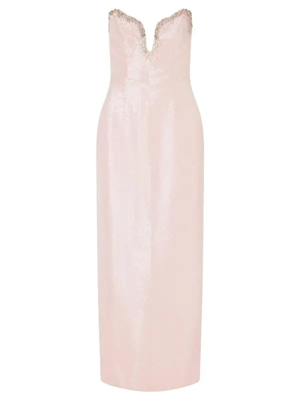 CLIO PEPPIATT Selene Embellished Scalloped Strapless Gown - Pink
