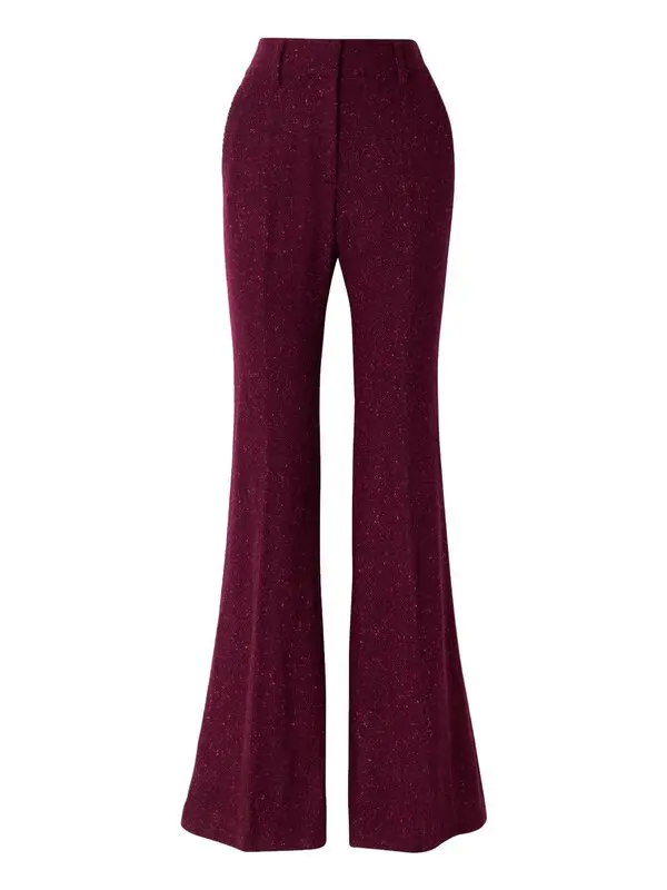 Gabriela Hearst Rhein Wool And Cashmere-blend Flared Pants - Burgundy