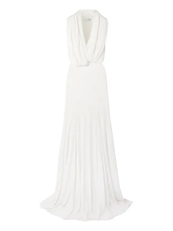 Christopher Esber Ripple Stretch-jersey Halterneck Gown - White