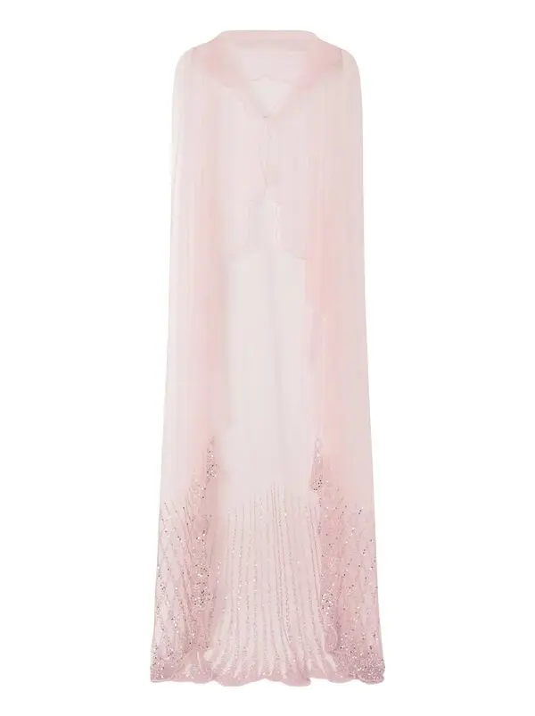CLIO PEPPIATT Moonray Scalloped Embellished Tulle Cape - Pink