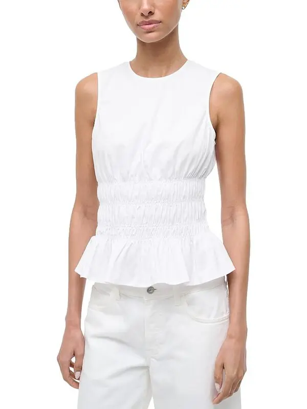 Staud Culver Peplum Top - White