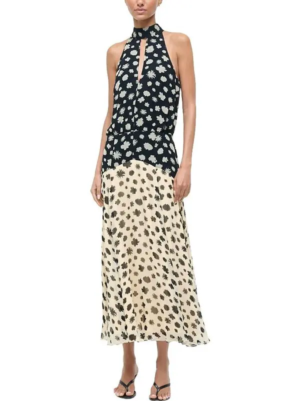 Staud Camryn Two Tone Tie Back Dress - Disty Multi