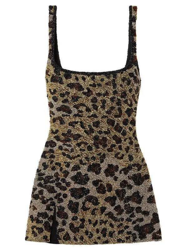 CLIO PEPPIATT Eartha Embellished Leopard-print Mini Dress - Animal Print