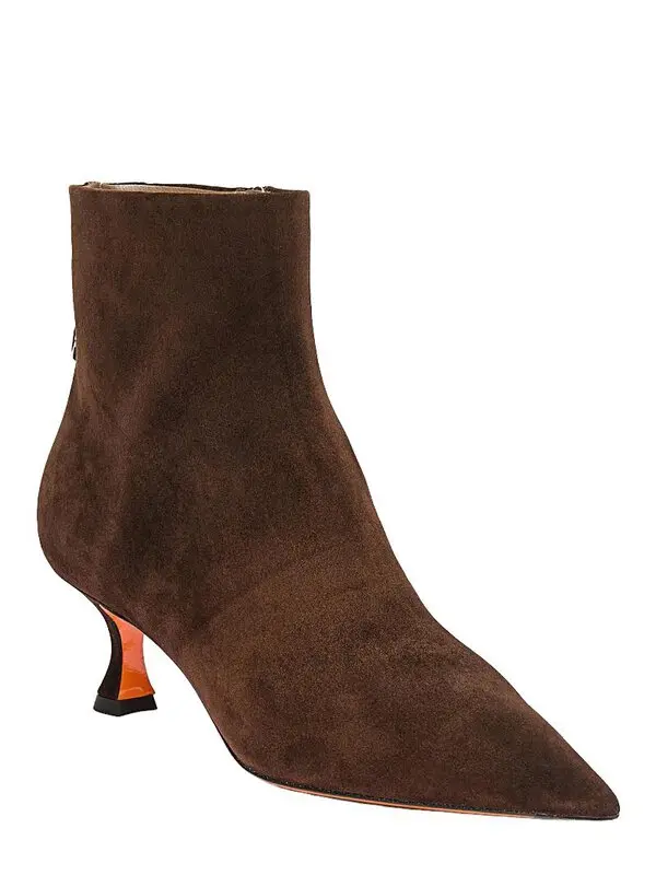 Santoni Suede Mid-heel Ankle Boots - Dark Brown