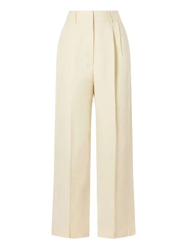 BLAZÉ MILANO Savannah Pleated Linen And Silk-blend Pants - Pastel Yellow