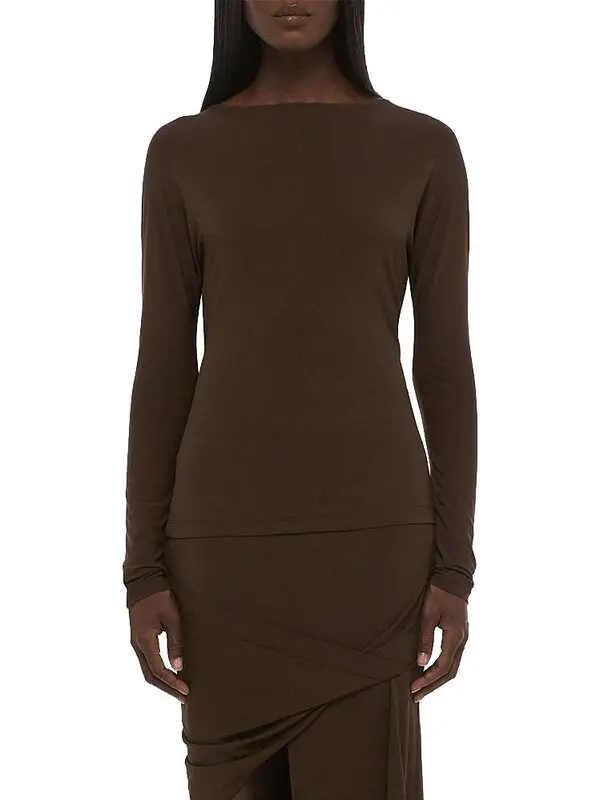 Helmut Lang Cowl Back Long Sleeve Top - Bistre