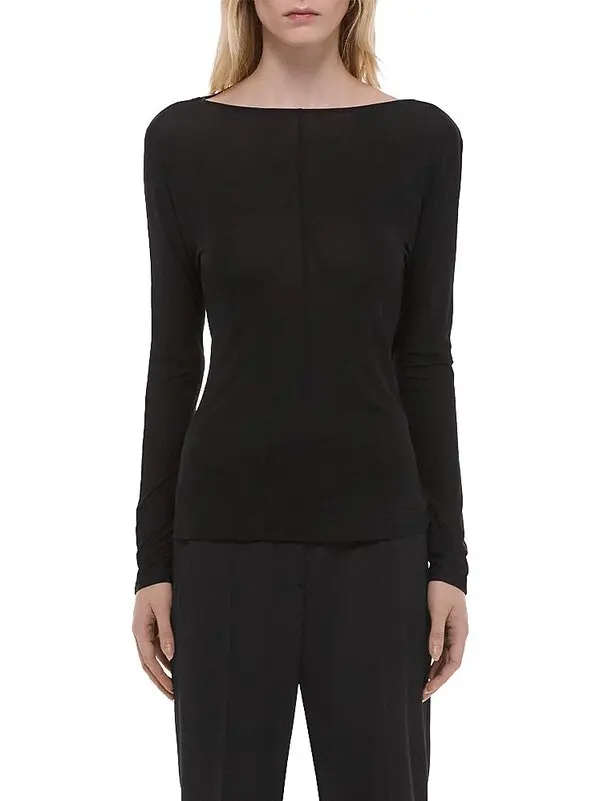 Helmut Lang Cowl Back Long Sleeve Top - Black