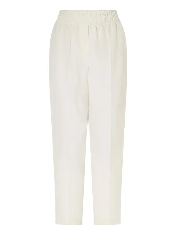 Brunello Cucinelli Cropped Woven Tapered Trousers - White