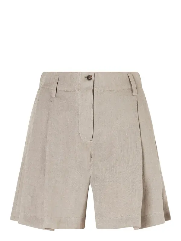 Brunello Cucinelli Pleated Linen Shorts - Green