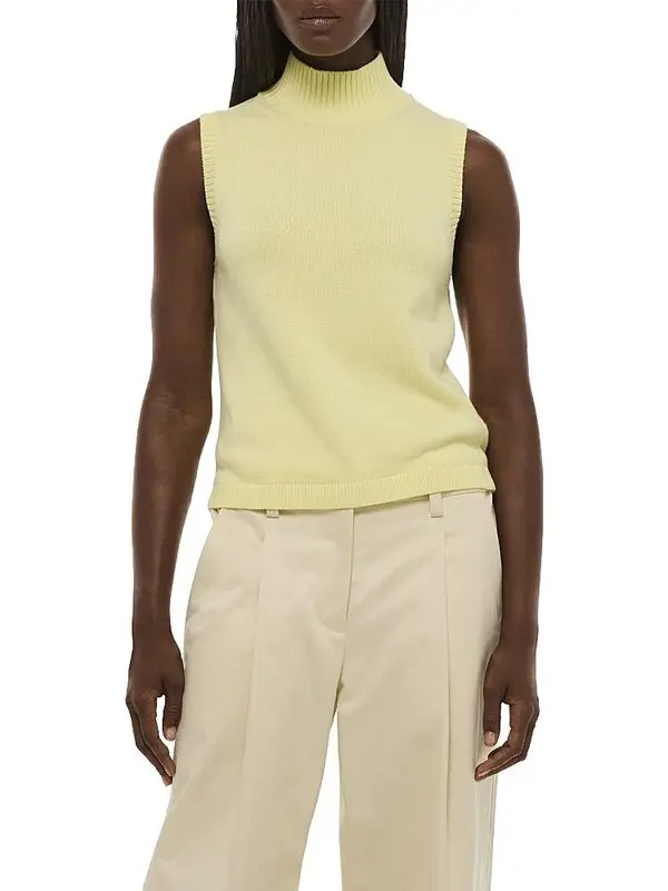 Helmut Lang Sleeveless Mock Neck Sweater - Butter