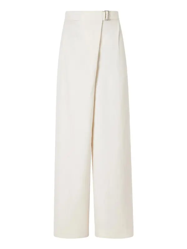 Brunello Cucinelli Belted Pleated Twill Wide-leg Pants - White