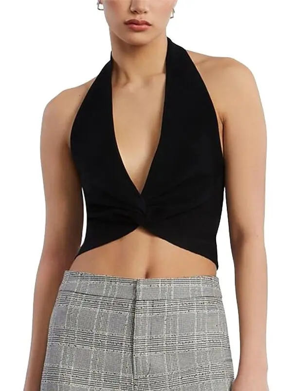 Bcbgmaxazria Halter Sweater Top - Black