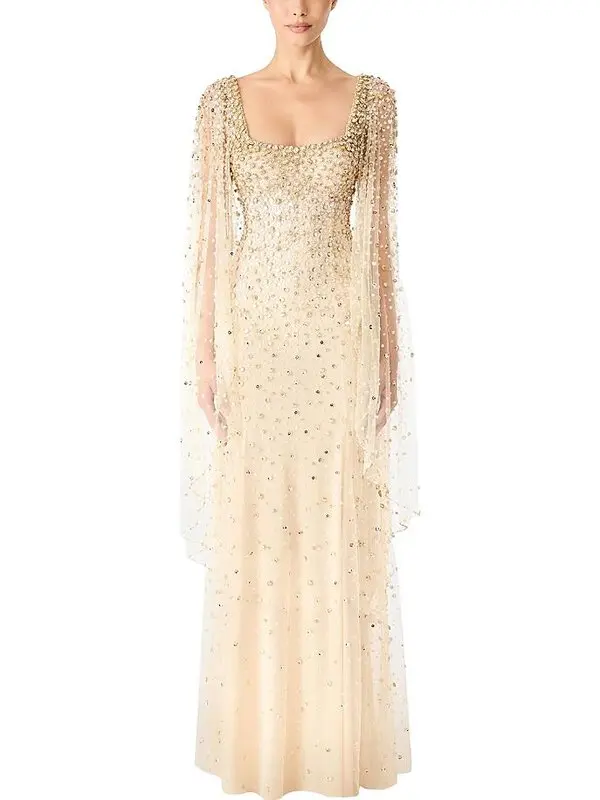 Jenny Packham Angel Wing Embellished Gown - Sandy Beach