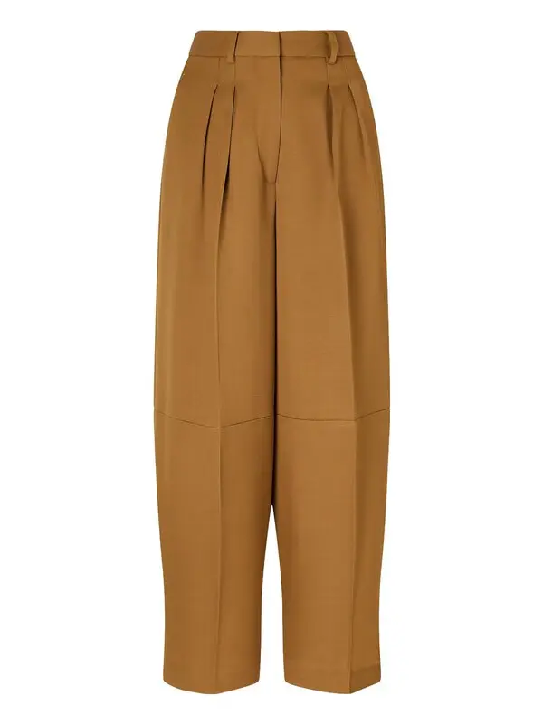 Altuzarra Dash Pleated Twill Barrel-leg Trousers - Brown
