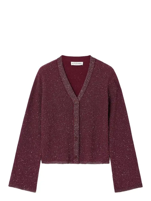 Altuzarra Sequin-embellished Knitted Cardigan - Burgundy
