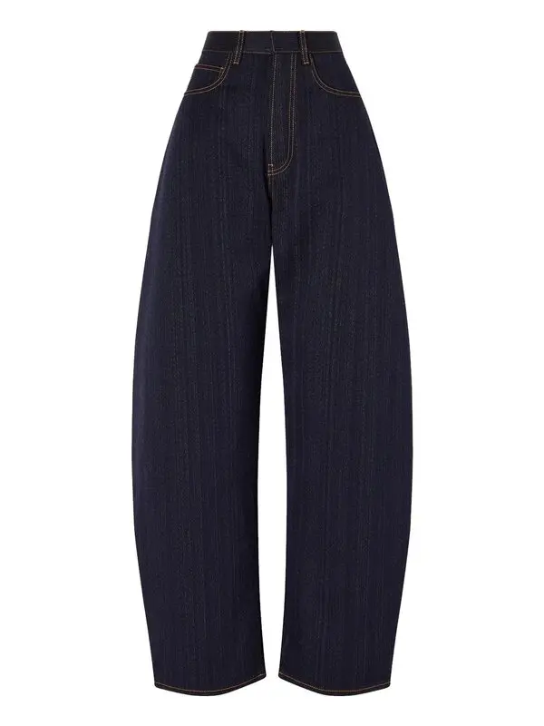 Alaïa Denim High-rise Barrel-leg Jeans - Dark Denim