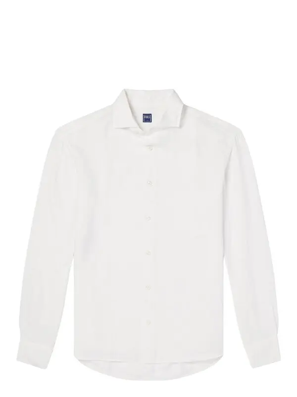 Fedeli Phil Cutaway-collar Linen Shirt - White