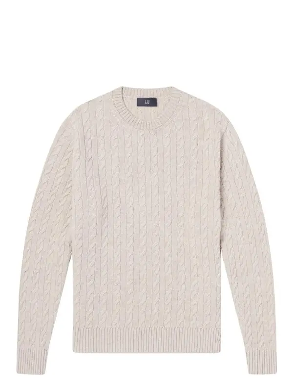 Dunhill Cable-knit Cashmere And Linen-blend Sweater - Neutrals