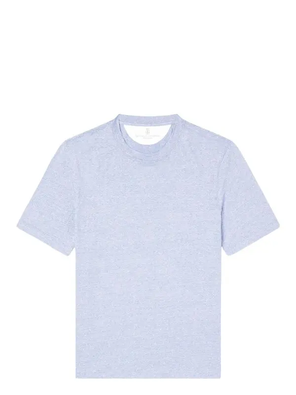 Brunello Cucinelli Slub Linen And Cotton-blend Jersey T-shirt - Blue
