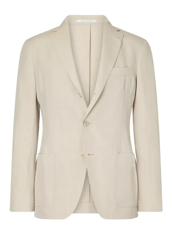 Eleventy Lyocell And Linen-blend Suit Jacket - Neutrals