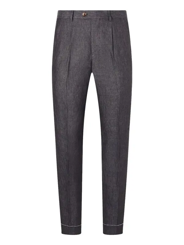 Brunello Cucinelli Slim-fit Pleated Linen Suit Trousers - Gray