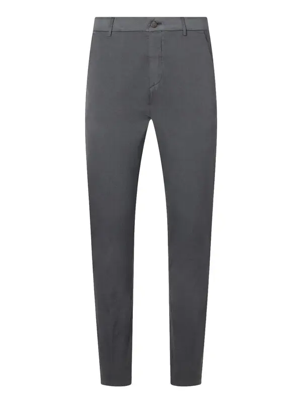Eleventy Straight-leg Pleated Stretch Cotton And Silk-blend Trousers - Gray