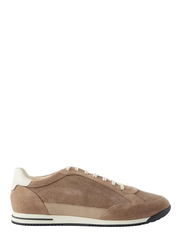 Brunello Cucinelli Leather-trimmed Suede Sneakers - Brown