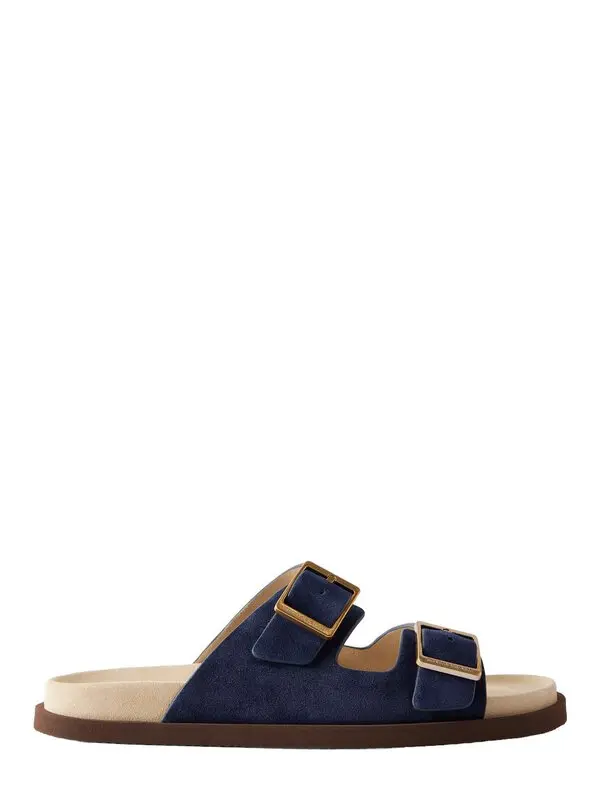 Brunello Cucinelli Buckled Suede Sandals - Blue