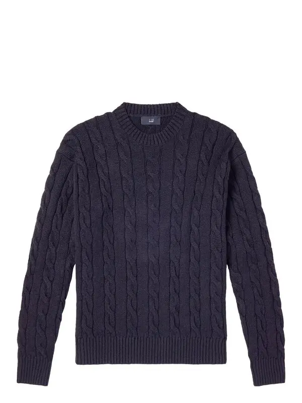 Dunhill Cable-knit Cotton Sweater - Blue