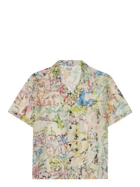 BRAIN DEAD Stu Short Sleeve Button Up Shirtin - Cream